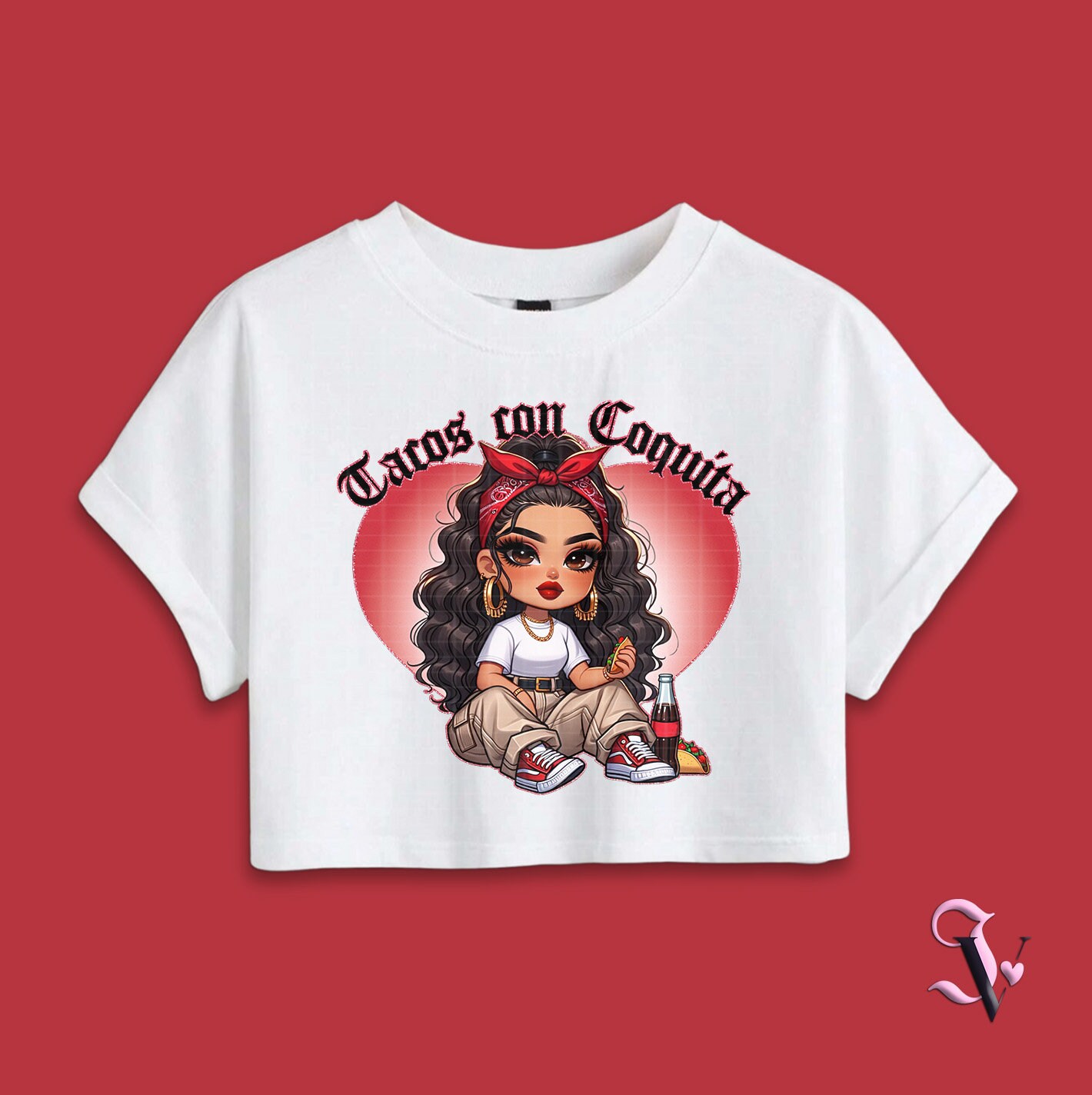 Tacos Con Coquita Chicana Chola Chibi Style Latina Shirt PNG for DTF ...