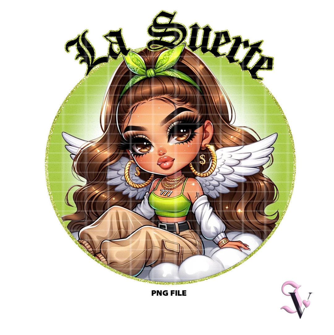 La Suerte Angel Baby Chicana Chola Angel Numbers Chibi Style Latina ...