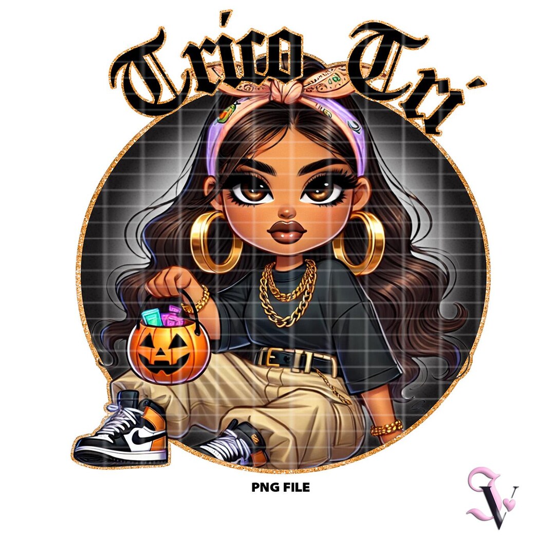 Trico Tri Chicana Halloween Sugar Skull Chibi Style Latina Shirt PNG ...