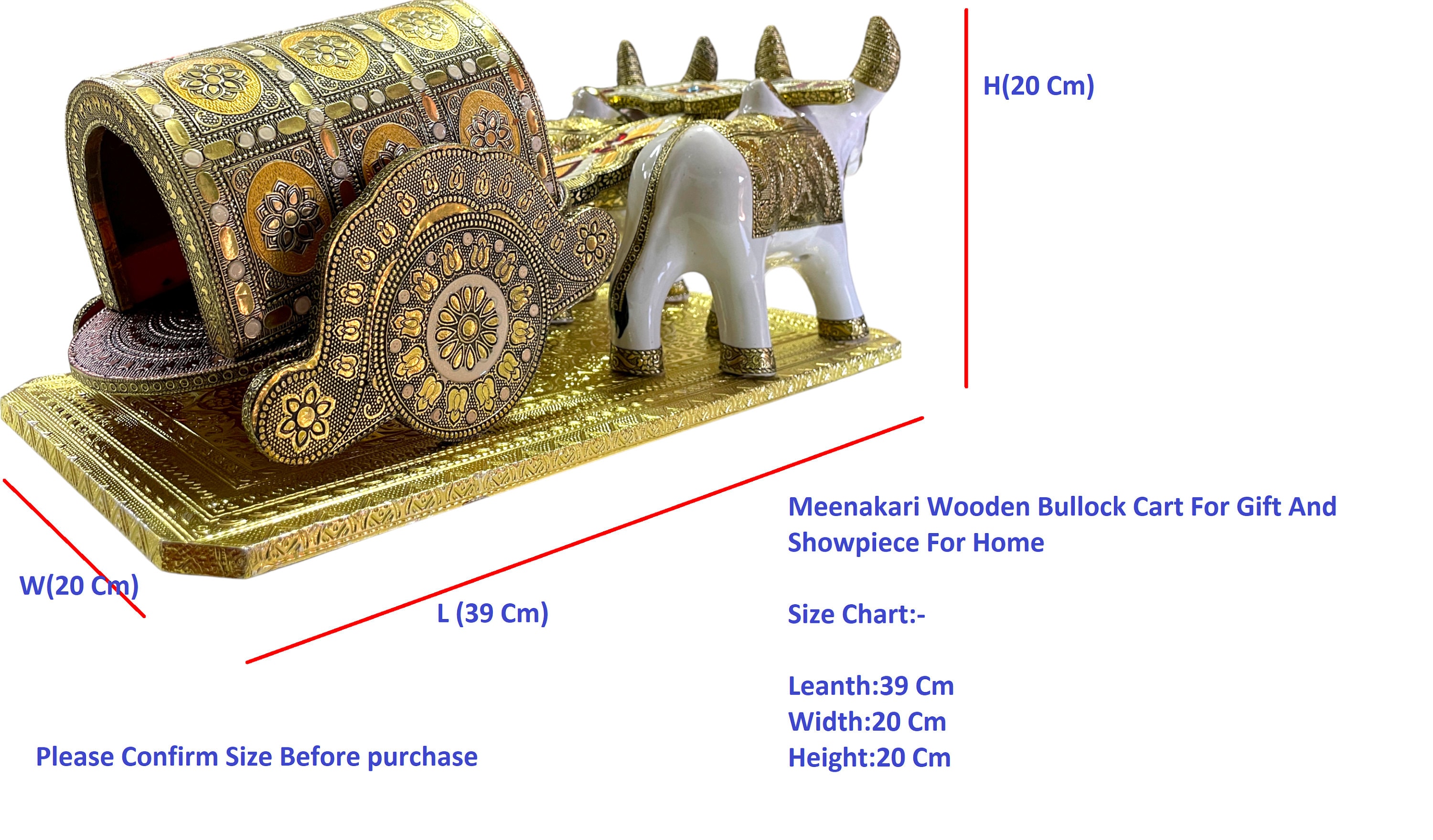 Meenakari Wooden Bullock Cart With Double Bull/ Wooden Showpiece Home ...