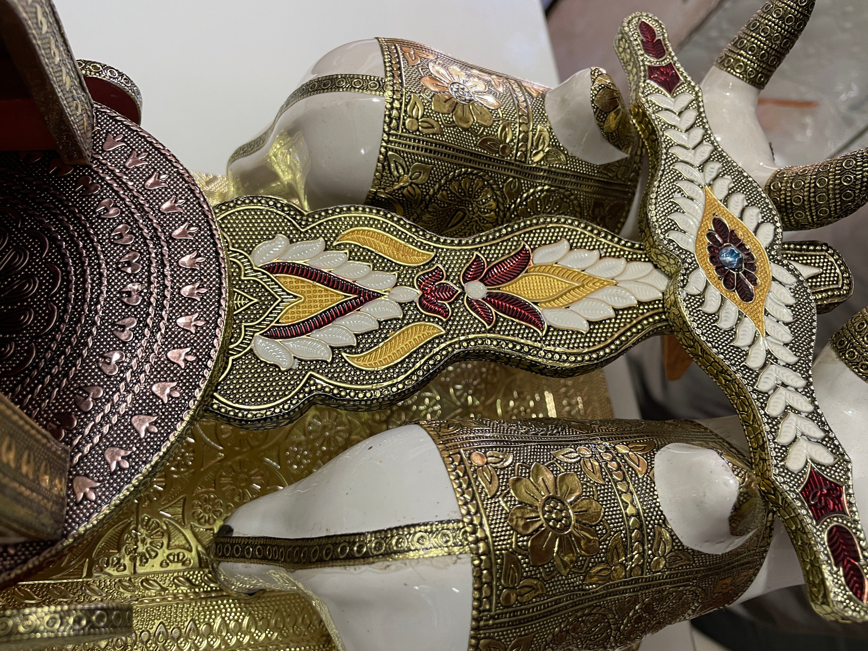 Meenakari Wooden Bullock Cart With Double Bull/ Wooden Showpiece Home ...