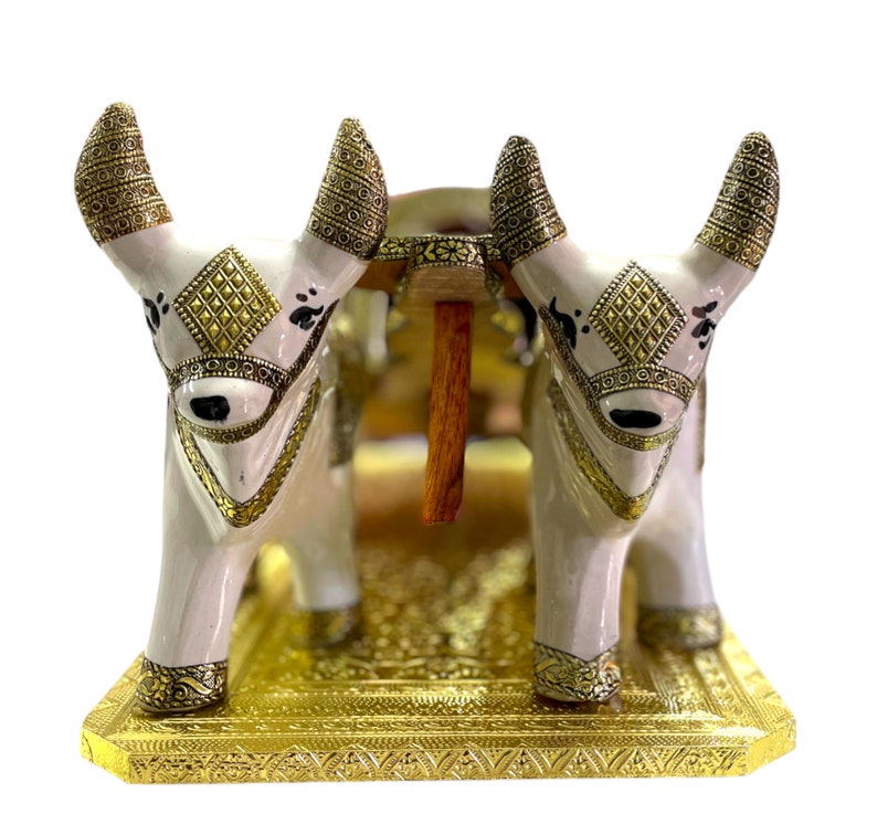 Meenakari Wooden Bullock Cart With Double Bull/ Wooden Showpiece Home ...