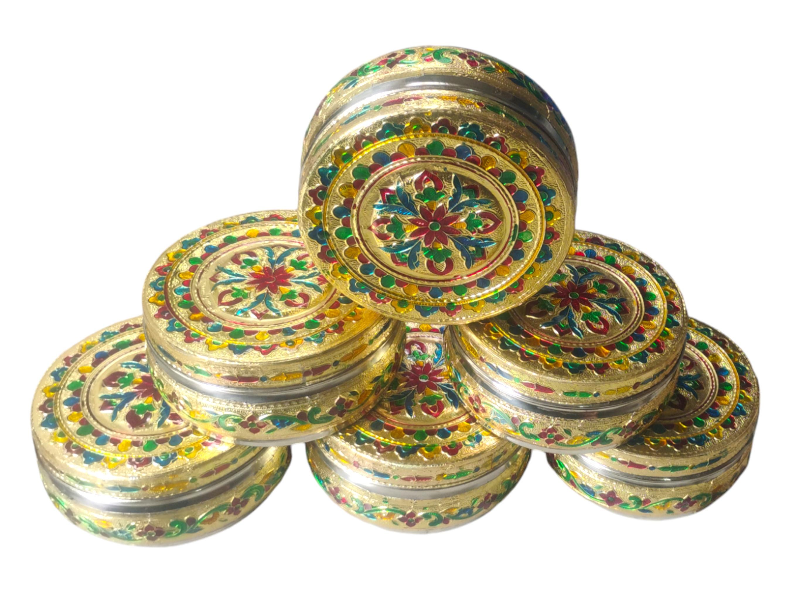 Meenakari Dabba Box: Oxidized Steel Chapati/roti Container - Etsy