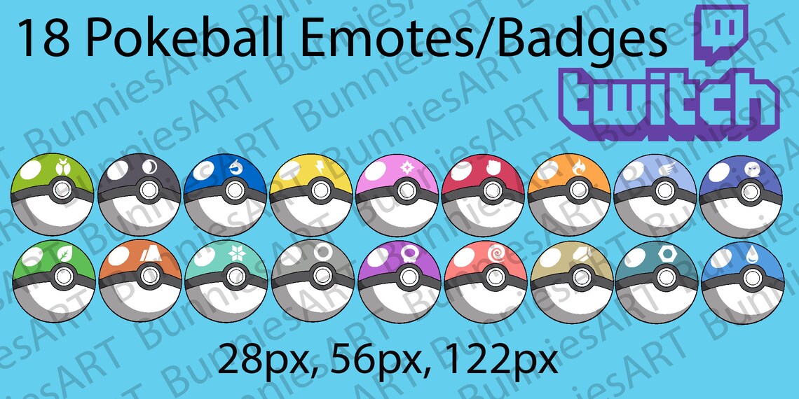 All 18 Pokemon Type Pokeballs / Emotes for Twitch / Discord - Etsy