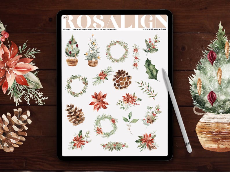 Watercolor Floral Digital Stickers for Goodnotes | Botanical Planner ...