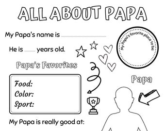 All About Dad, Fathers Day Gift, All About My Dad Printable, Fathers ...