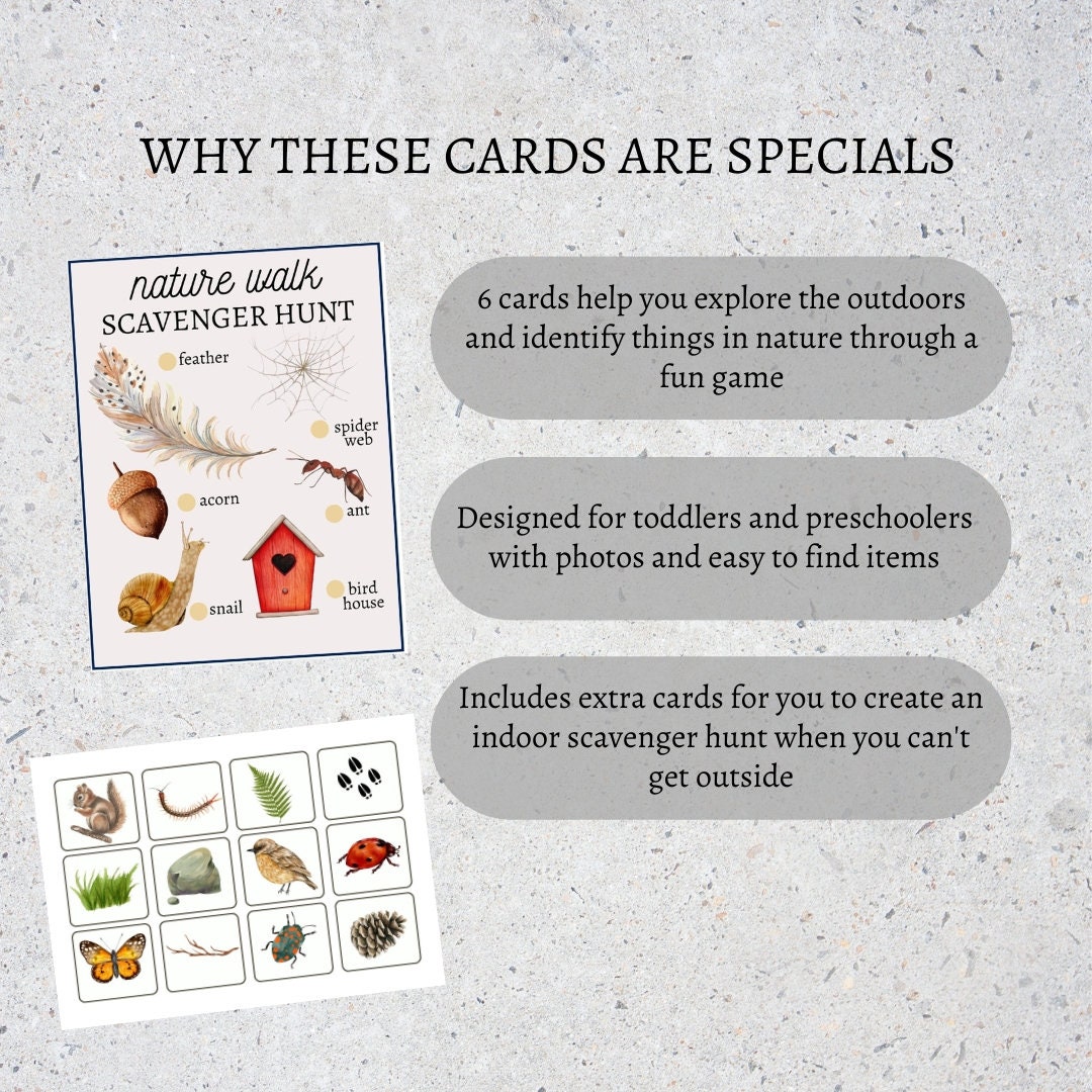 Nature Scavenger Hunt for Kids Outdoormontessori Cardsispy Printable ...