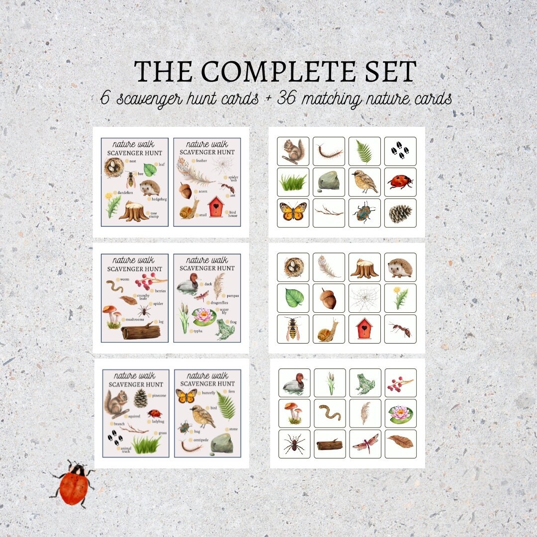 Nature Scavenger Hunt for Kids Outdoormontessori Cardsispy Printable ...