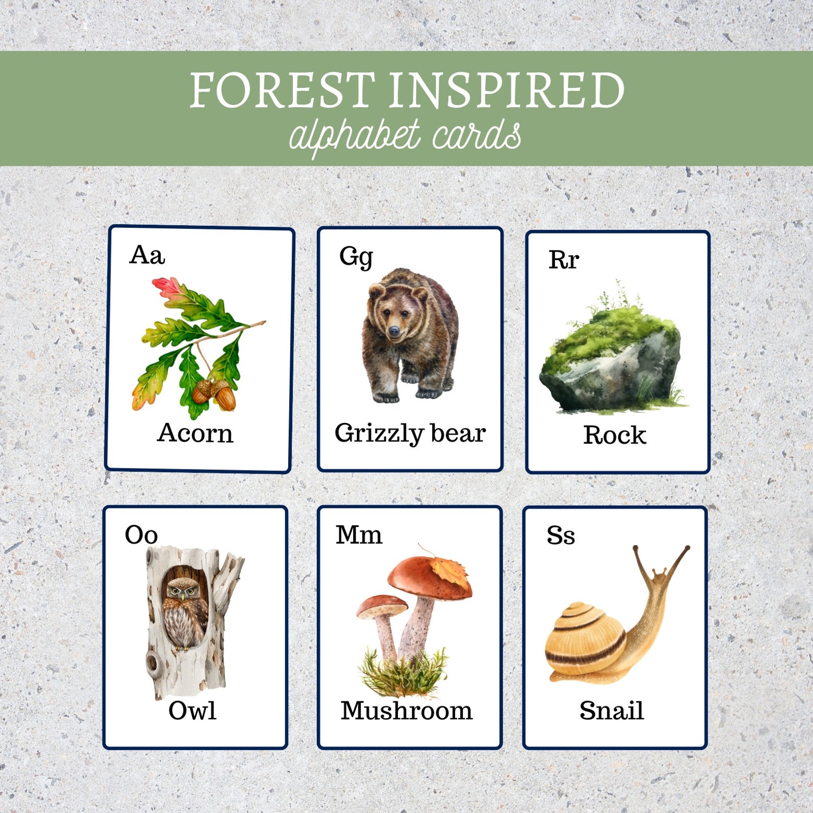 Forest Alphabet Cardsmontessorihomeschool Preschoolprintable Flash ...