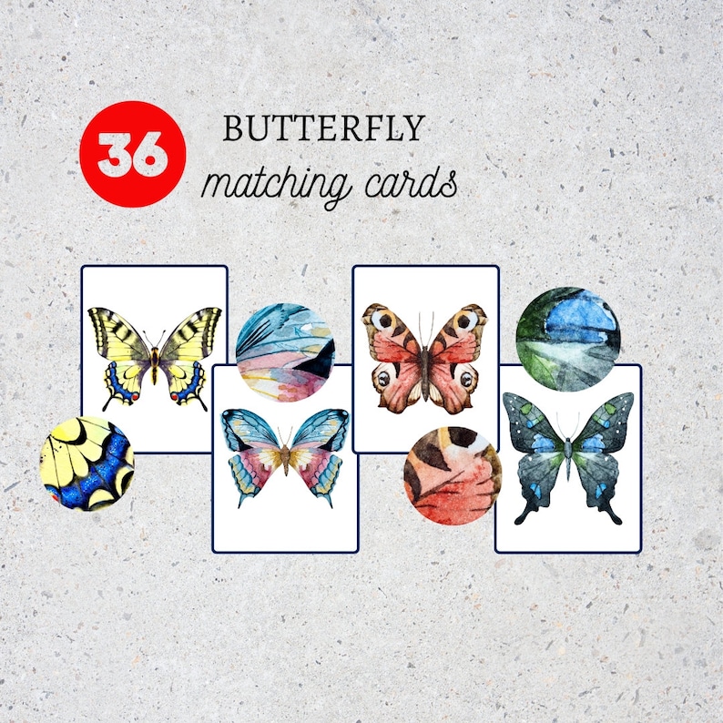 Butterfly Matching Cards Montessori Materials Printable - Etsy
