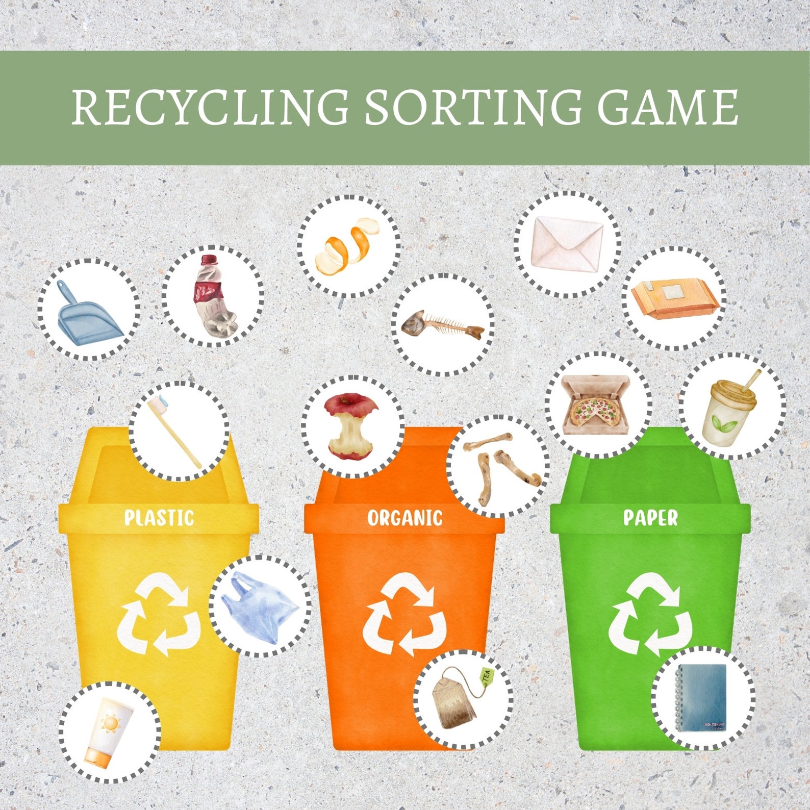 Earth Day Recycle Sort|waste Sorting Busy Book Printable Game|trash ...