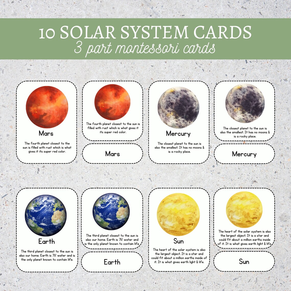 10 Solar System Flash Cards | Space Flash Cards | Homeschool Printables ...