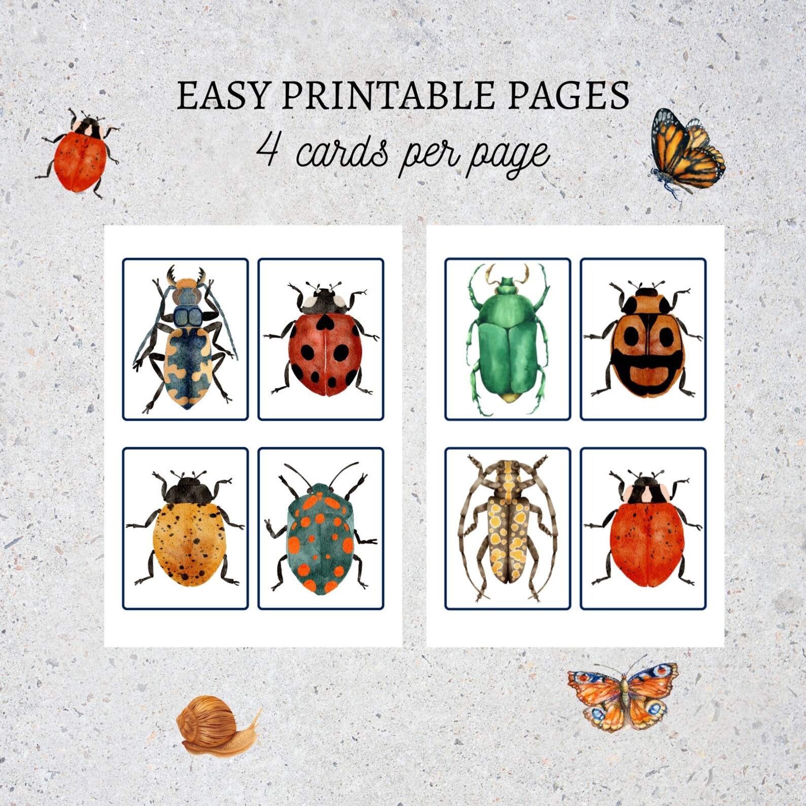 Insect Matching Cards|montessori Materials Printable|toddler Pattern ...