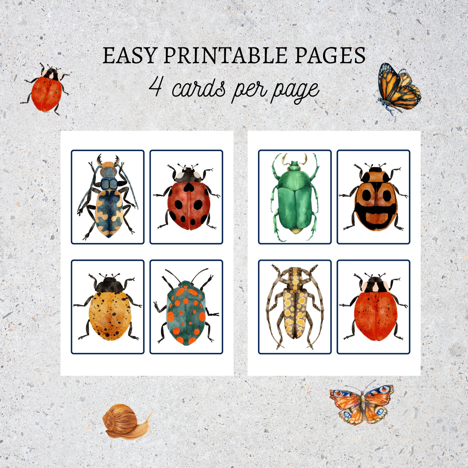 Insect Matching Cards|montessori Materials Printable|toddler Pattern ...