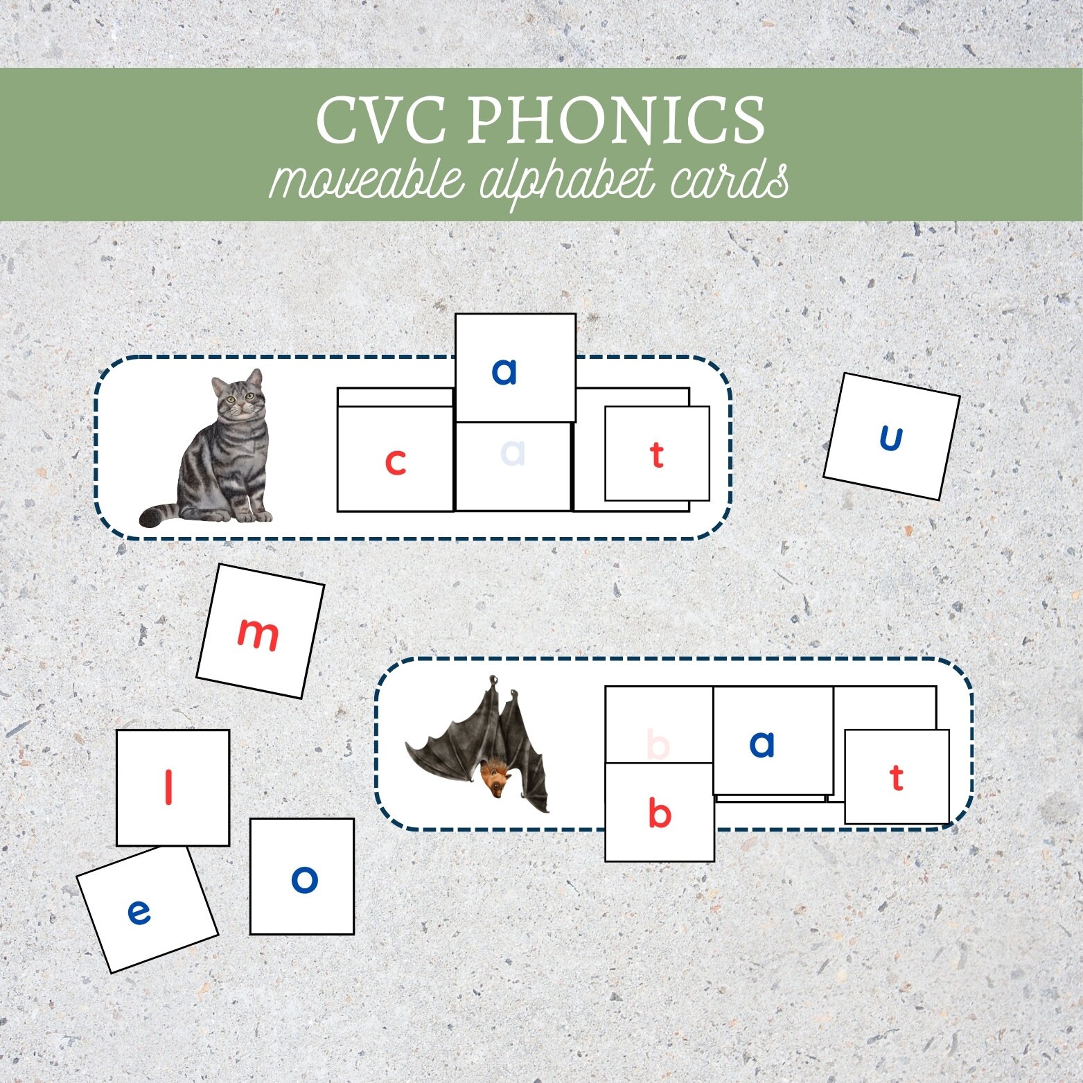 Montessori Printable Moveable Alphabet and CVC Word Matching Cards ...