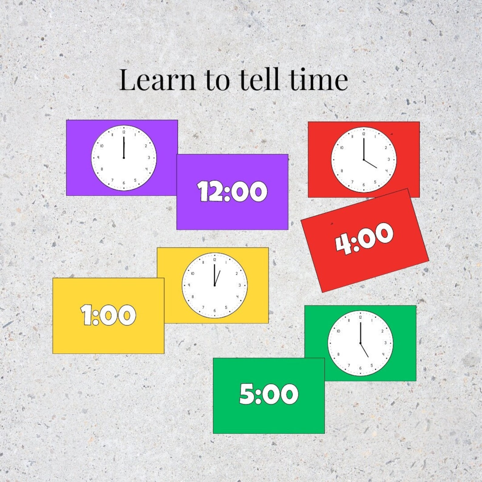 Learn to Tell Time Cards|homeschool Activity|preschool Kindergarten ...