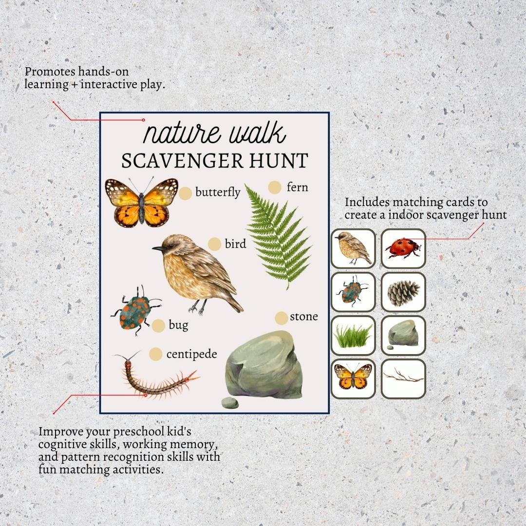 Nature Scavenger Hunt for Kids Outdoormontessori Cardsispy Printable ...