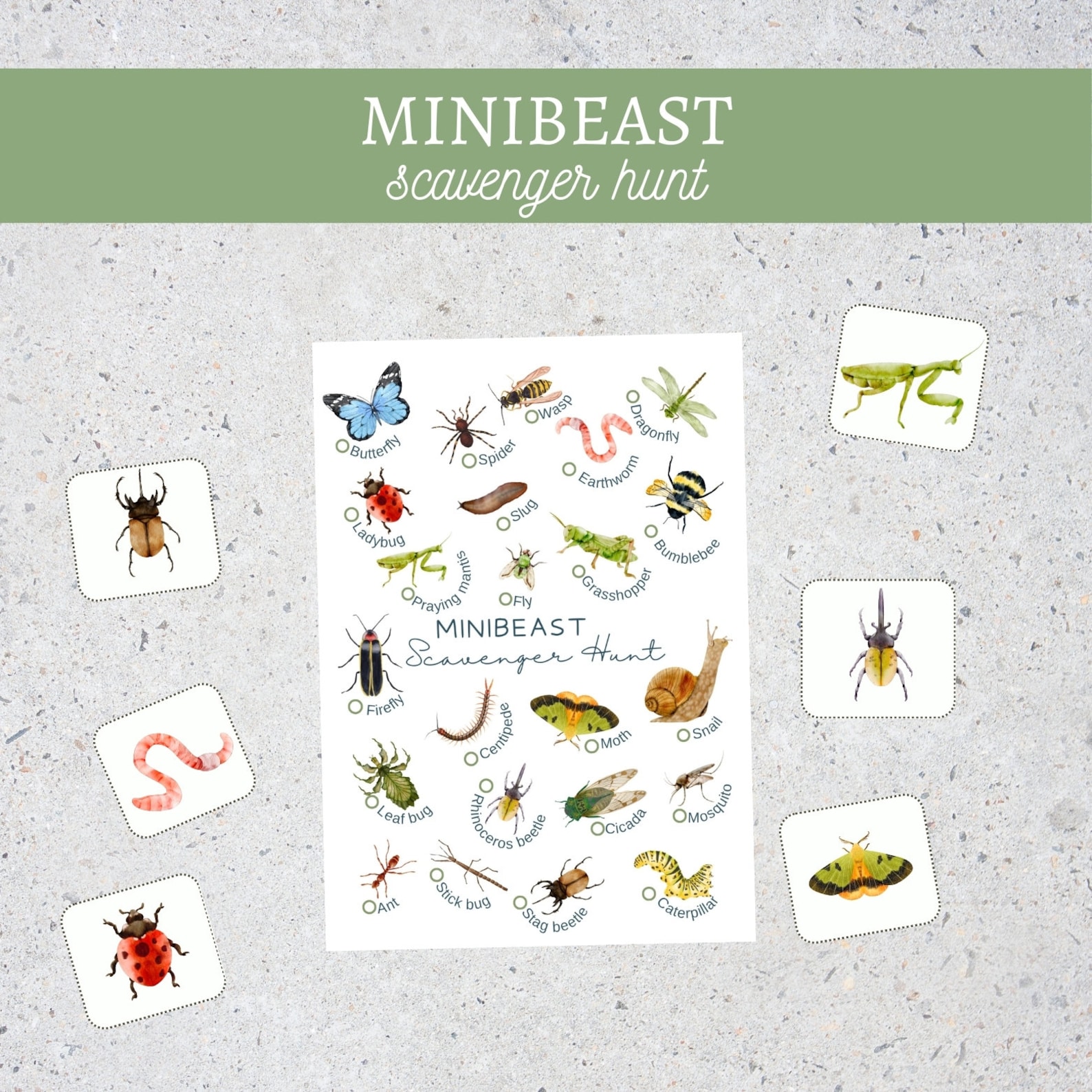 Minibeast Scavenger Hunt Printable|insect Checklist|nature Walk|forest ...