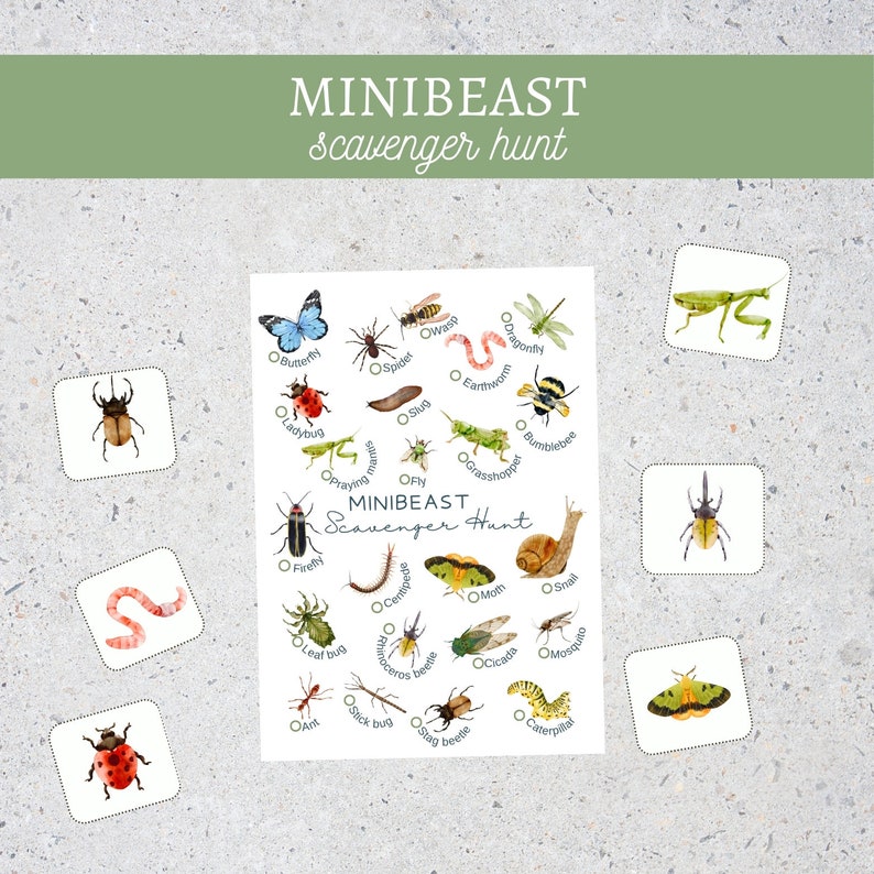 Minibeast Scavenger Hunt Printable|insect Checklist|nature Walk|forest ...