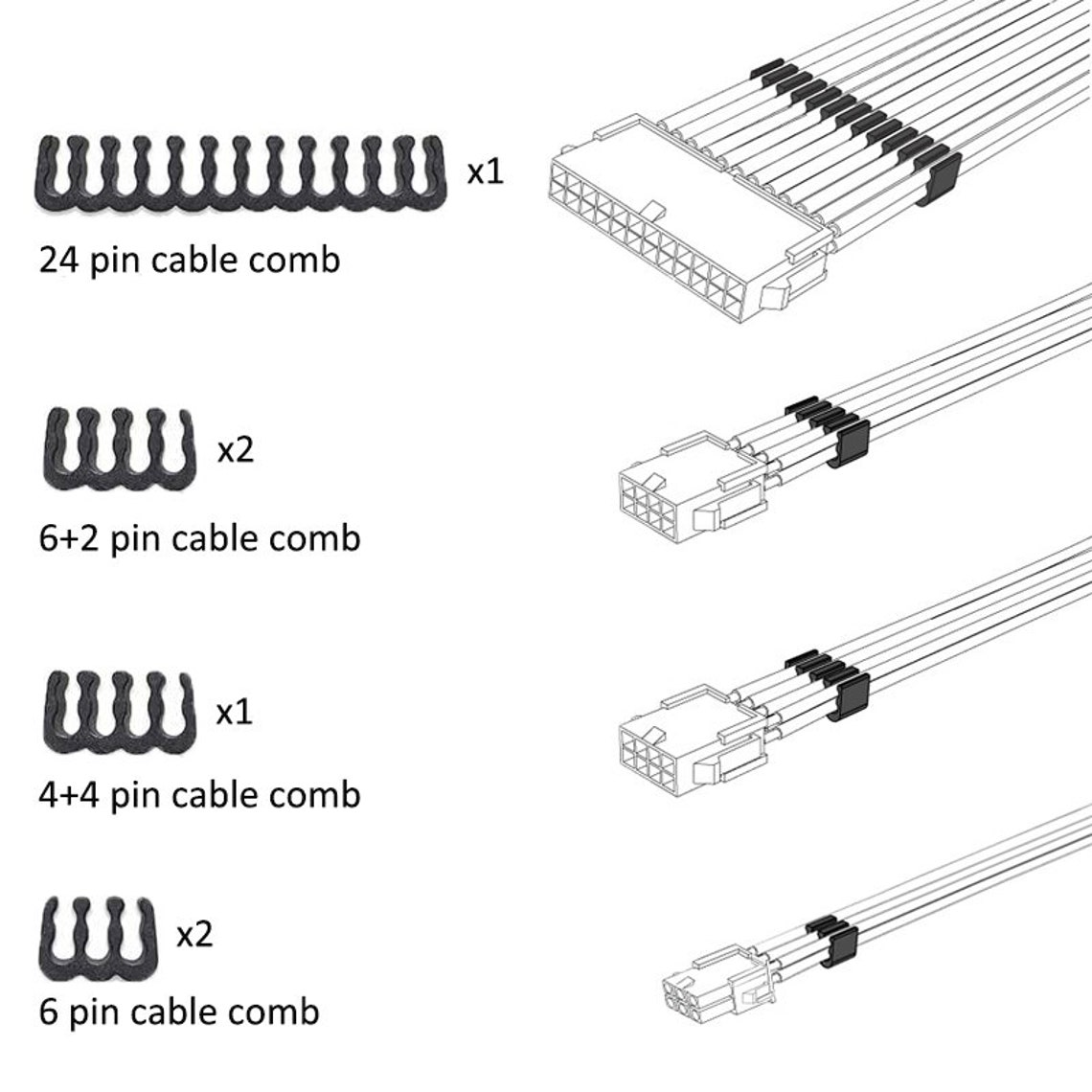PSU Computer Pc Sleeve Extensions Cables Kit Extension Combo ...