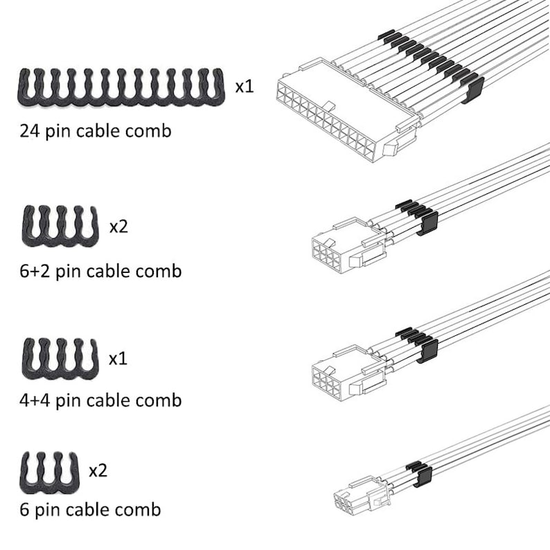PSU Computer Pc Sleeve Extensions Cables Kit Extension Combo ...