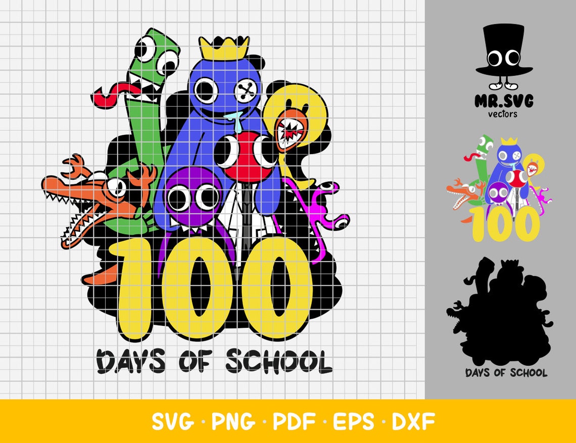 Rainbow Friends SVG Rainbow Friends 100 Days of School SVG - Etsy