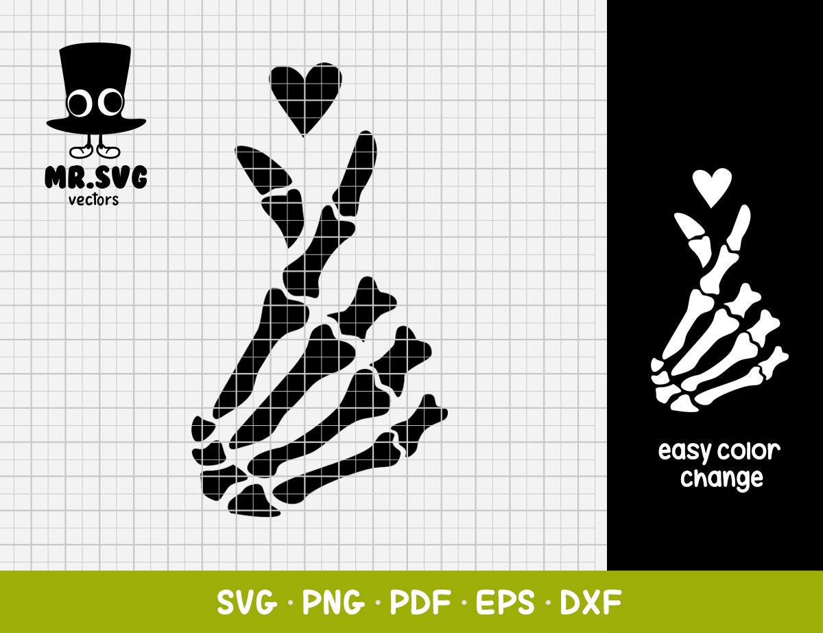 Skeleton Hand SVG Korean Heart Finger SVG I Love You SVG - Etsy
