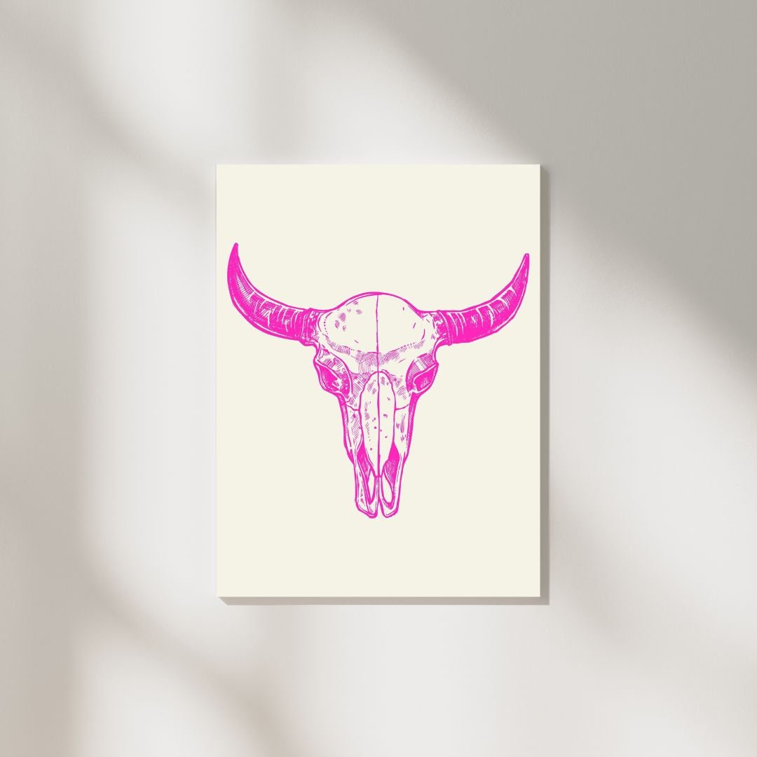 Hot Pink Bull Skull Digital Download Western Décor for Home - Etsy