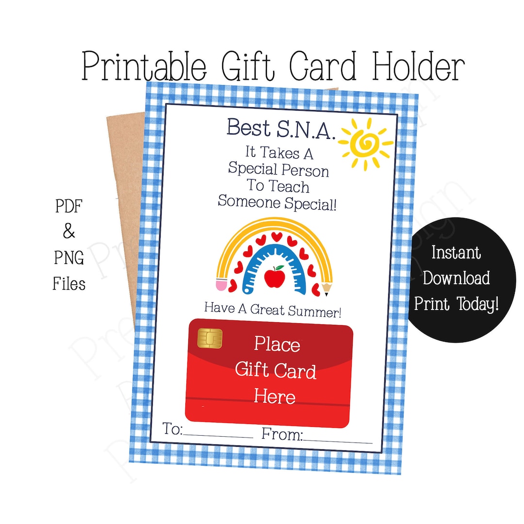 Printable S. N. A. Thank You Gift Card Holder, Gift for Special Needs ...