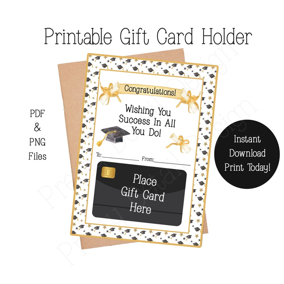 Printable Graduation Gift Card Holder, Gift for Graduation, Instant ...