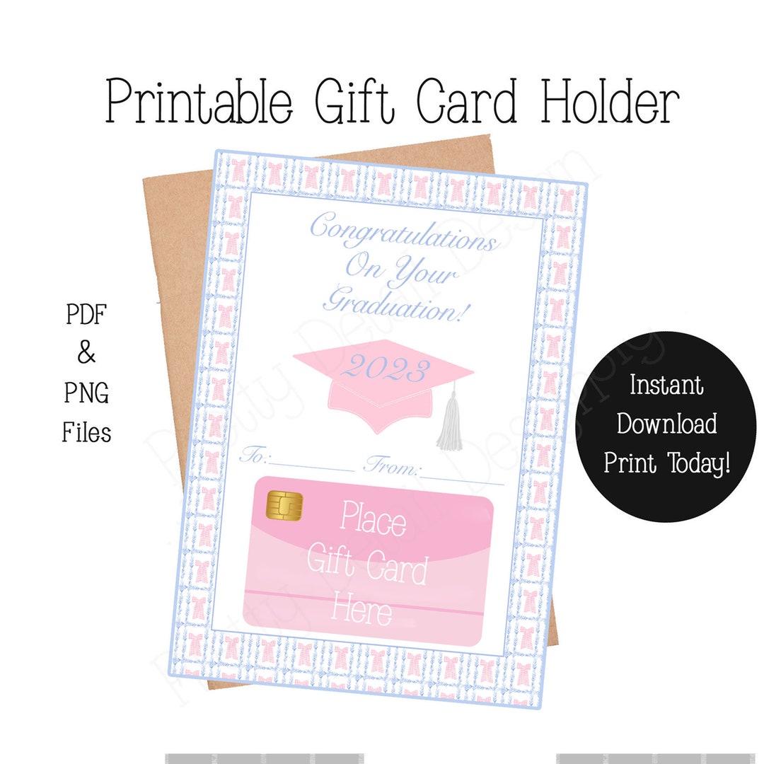Printable Graduation Gift Card Holder, Gift for Graduation, Instant ...