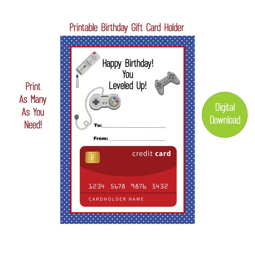 Printable Birthday Gift Card Holder Video Game Gift Gaming Presentteen ...