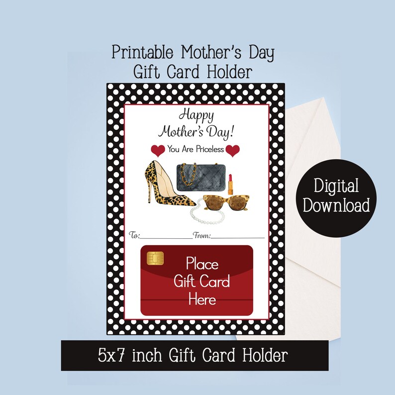 Printable Mothers Day Gift Card Holder, Mothers Day Card, Mother's Day ...