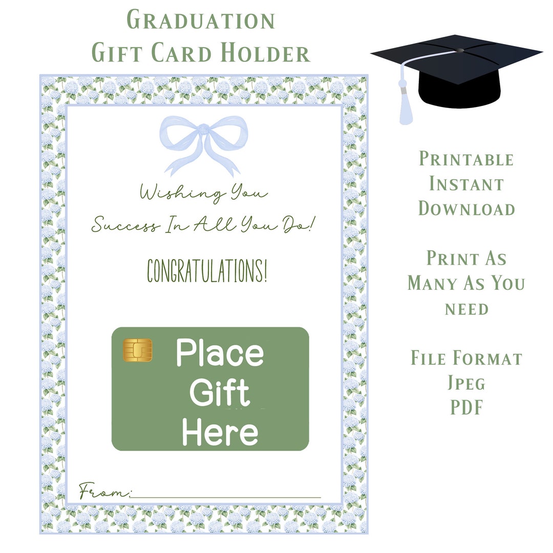 Printable Graduation Gift Card Holder, Cottagecore Graduation Gift ...