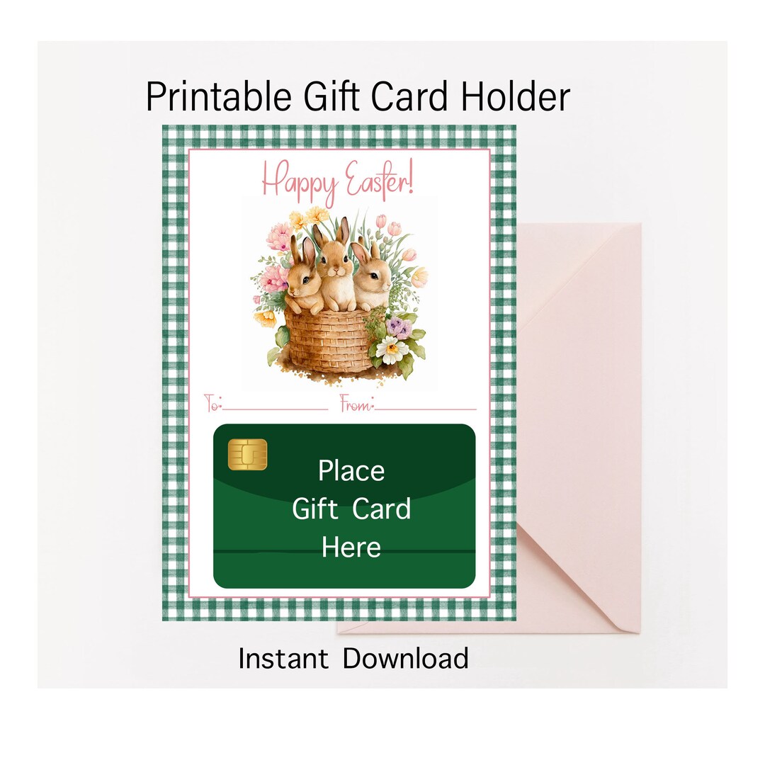 Printable Easter Gift Card Holder, Easter Bunny Gift Card Holder ...