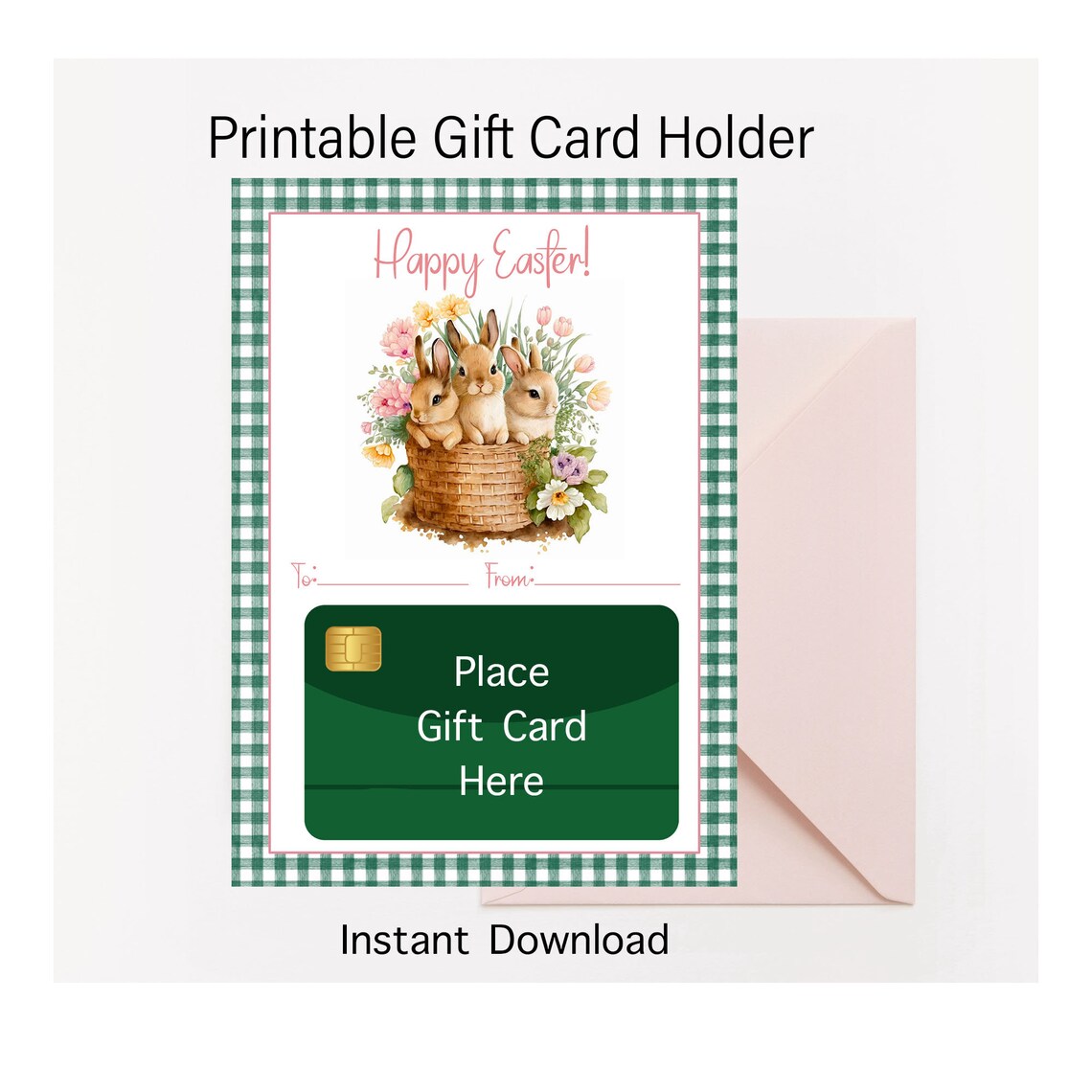 Printable Easter Gift Card Holder, Easter Bunny Gift Card Holder ...