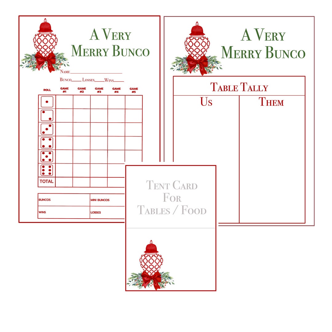 Printable Bunco Bundle Christmas Bunco Scorecard, Chinoiserie Score ...