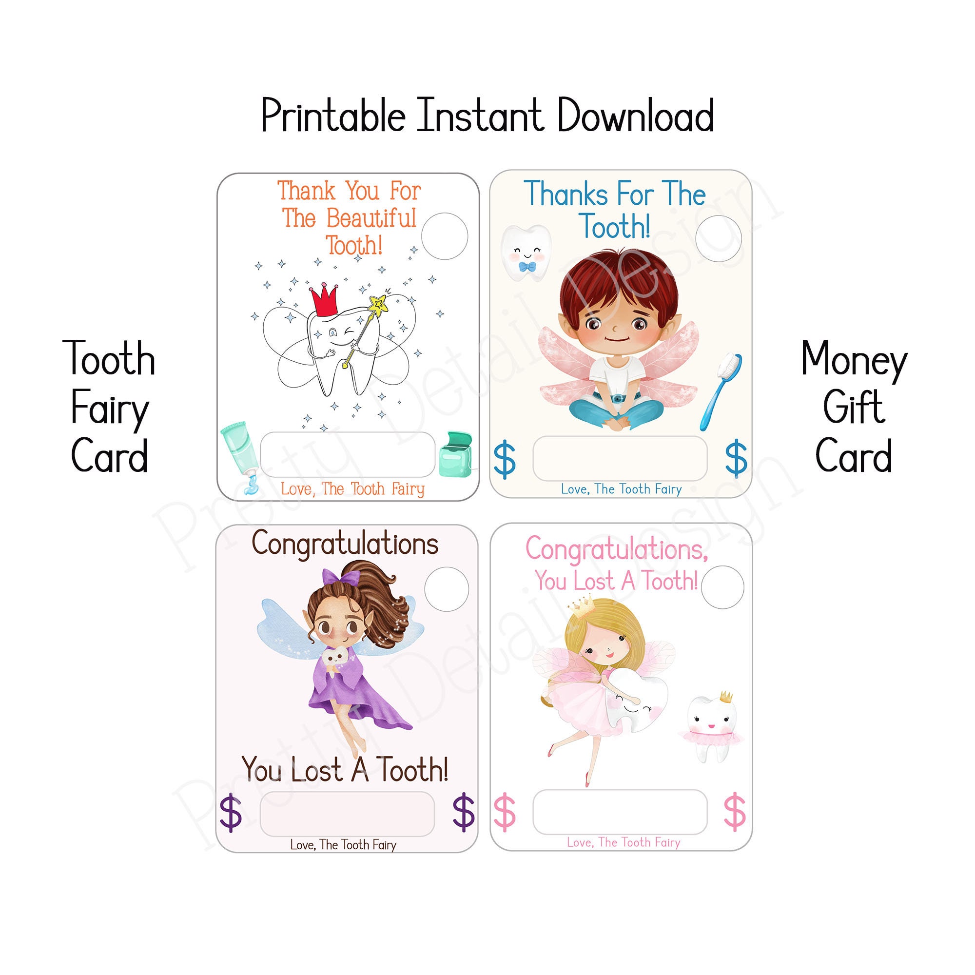 Tooth Fairy Money Card PDF, Tooth Fairy Gift Card, Money Card Template ...