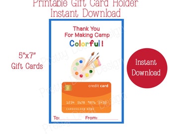 Printable Camp Counselor Gift Card Holder, Gift From Camper, Thank You ...