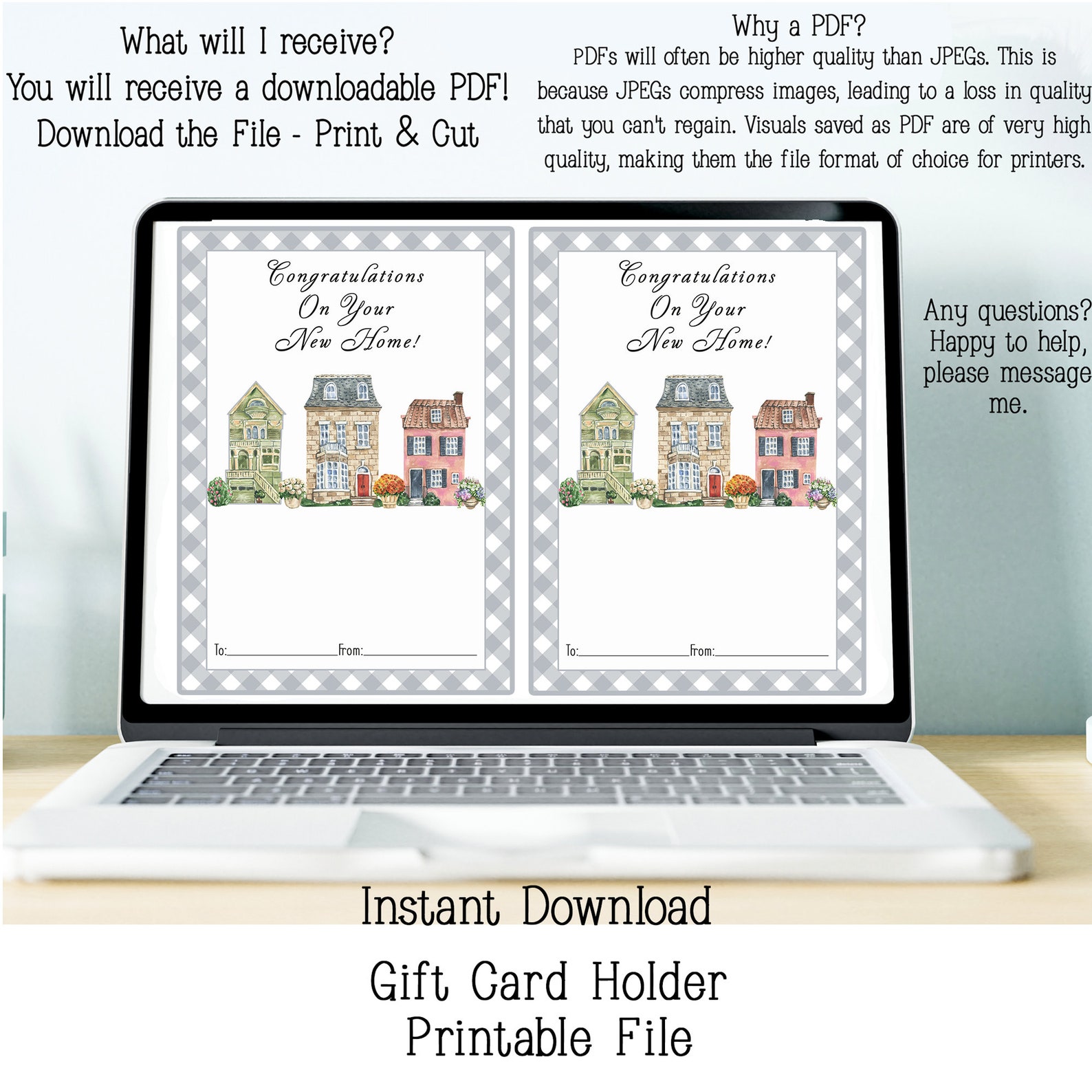 Printable New House Gift Card Holder, Congrats on Your New House Card ...