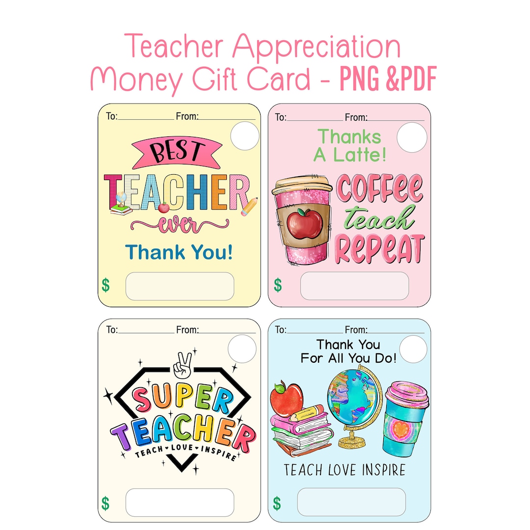 Teacher Printable Money Card, Teacher Money Card Holders, Print Then ...
