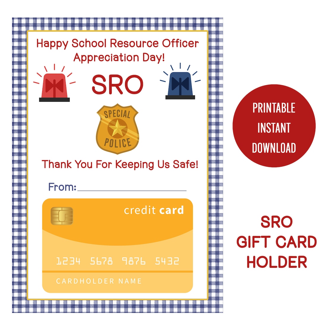Officer Appreciation Card, Resource Officer Card, Gift for School ...