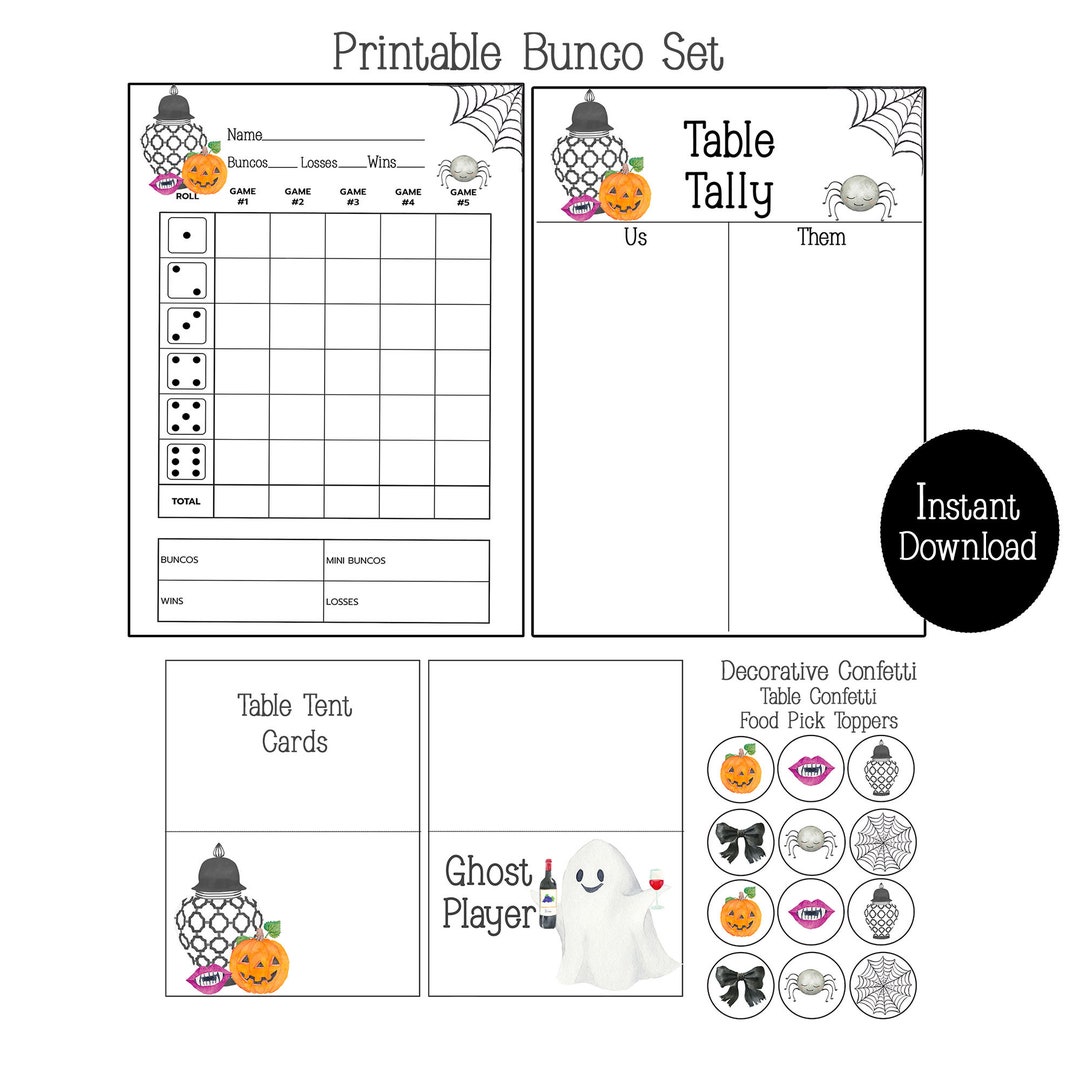 Printable Bunco Bundle Halloween Bunco Scorecard, Score Sheet, Bunko ...