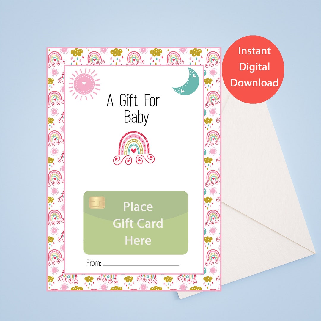 Printable Baby Gift Card Holder, Gift for Baby Shower, Boho Baby Gift ...