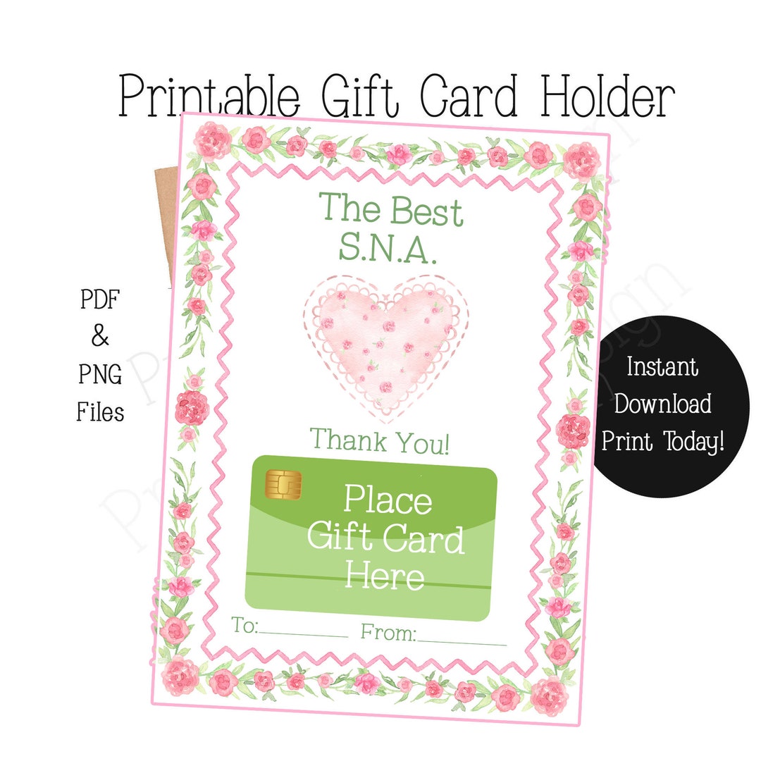 Printable S. N. A. Thank You Gift Card Holder, Gift for Special Needs ...