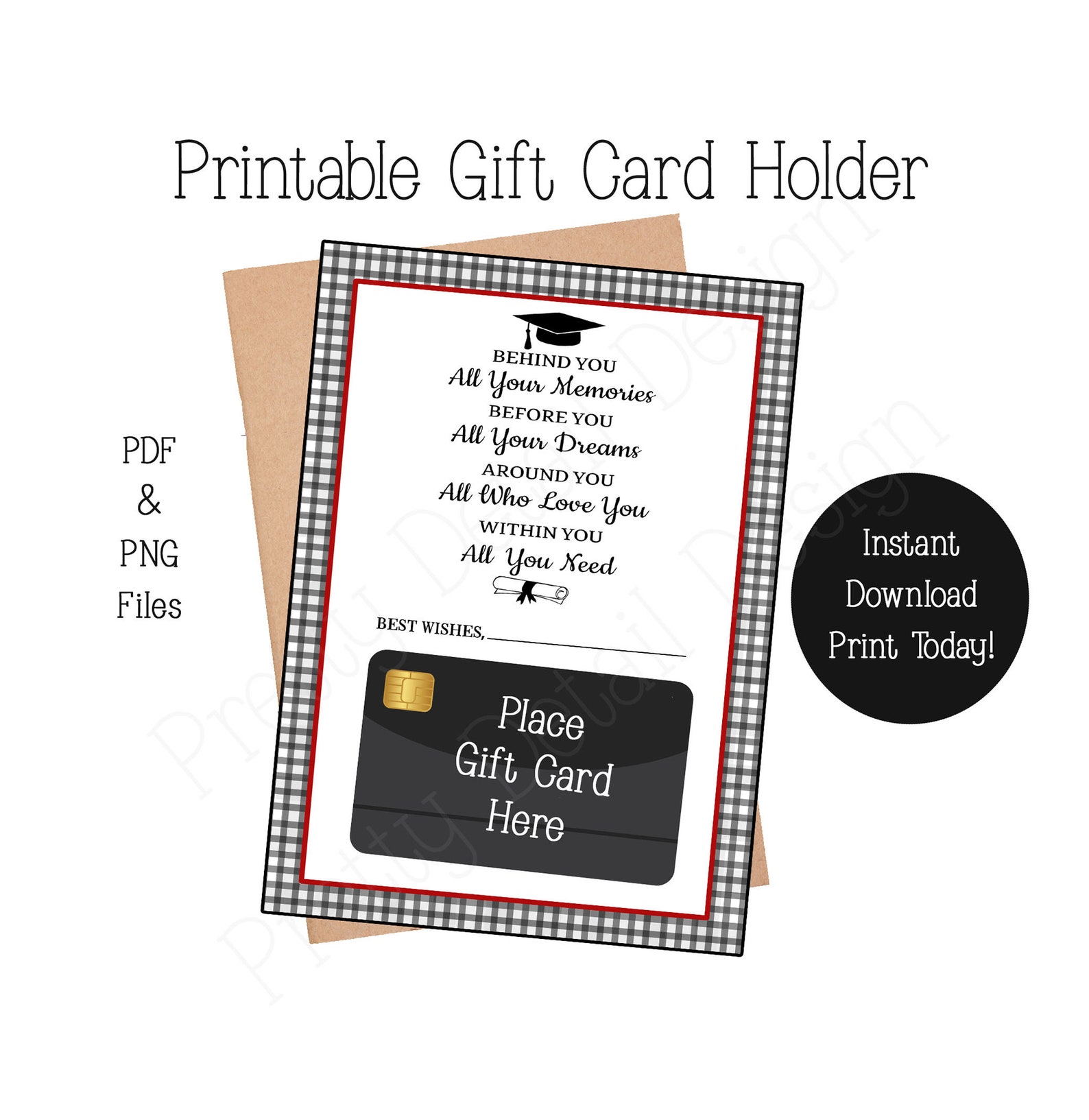 Printable Graduation Gift Card Holder, Gift for Graduation, Instant ...