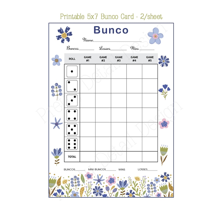 Printable Bunco Bundle, Floral Bunco Supplies, Score Cards Tally Sheets ...