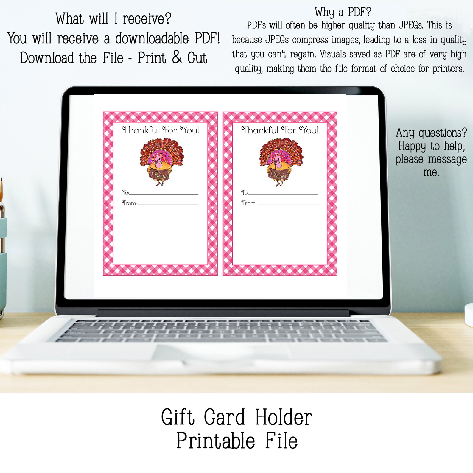 Thanksgiving Turkey Gift Card Holder, Printable Hostess Gift Tag ...