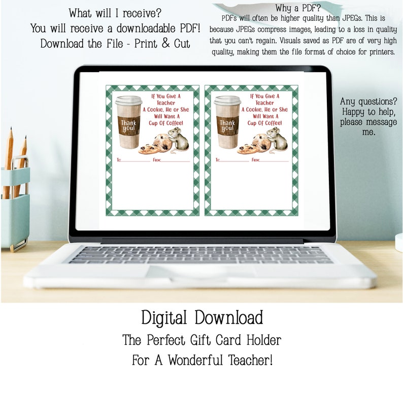 TEACHER APPRECIATION Printable Gift Card Holder, If You Give A Teacher ...