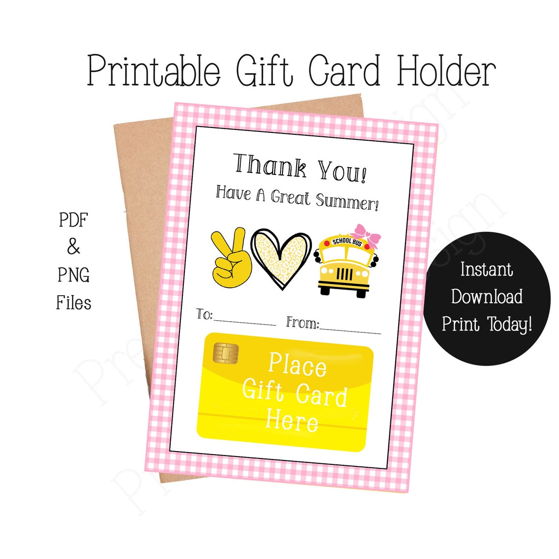 PRINTABLE Bus Driver Thank You Gift Card Holder, Gift for Bus Driver ...